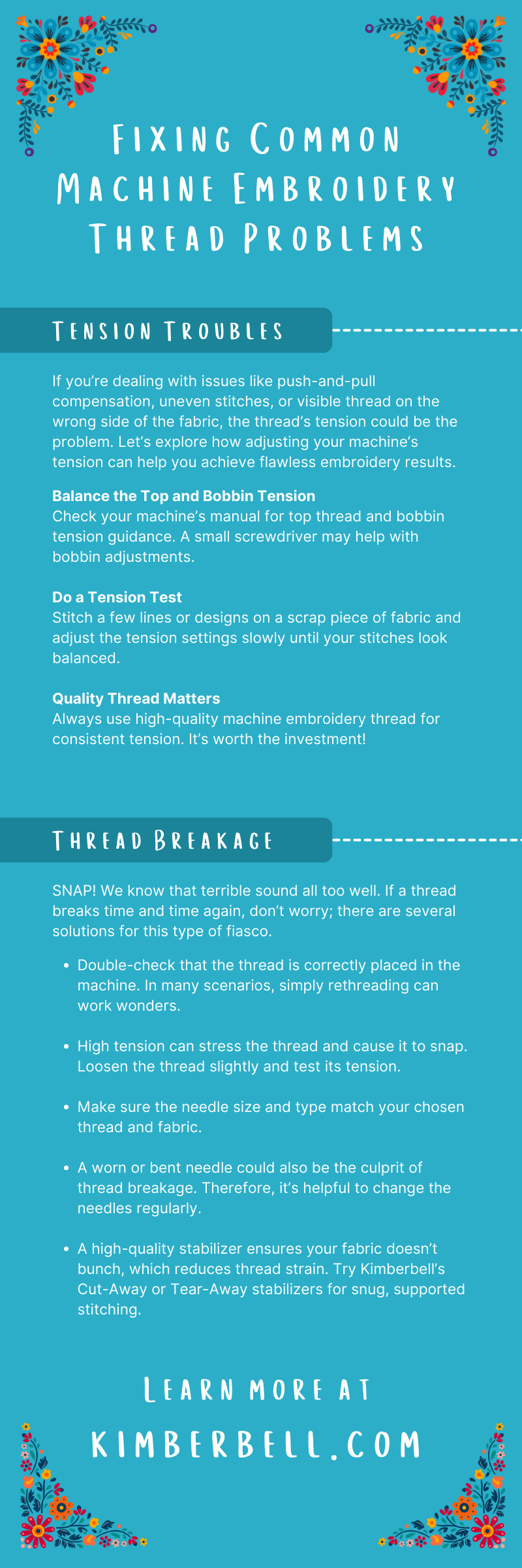 Fixing Common Machine Embroidery Thread Problems – Kimberbell